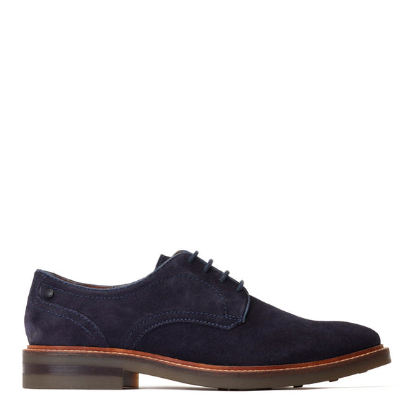 Men's Navy Suede Mawley Derby Shoes – Base London