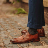 Men's Tan Leather Marley Washed Derby Shoes – Base London