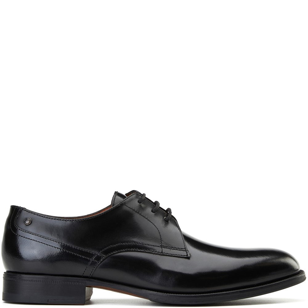 Men's Black Leather Hi Shine Edison Derby Shoes |Base London