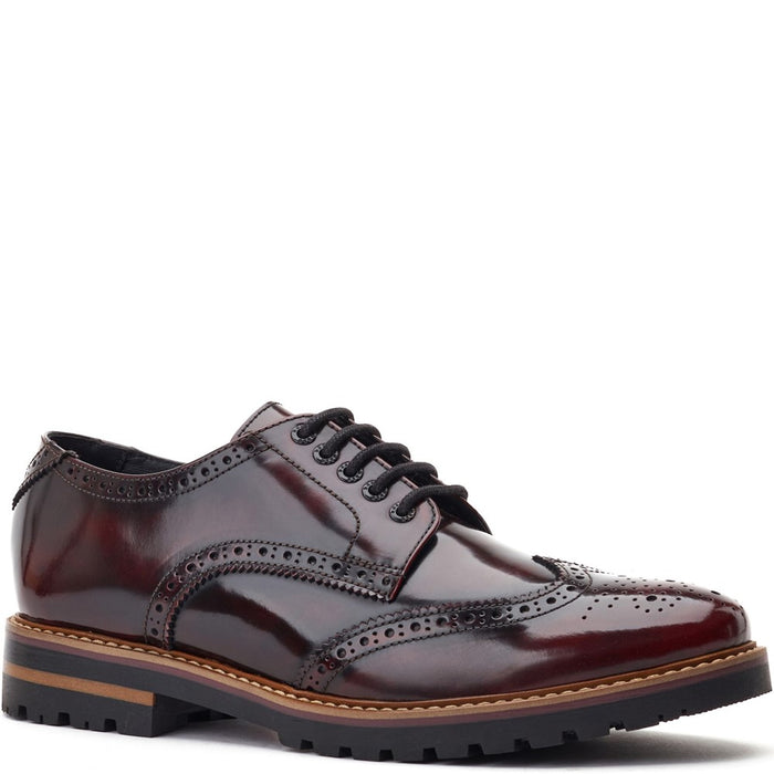 Men's Bordo Leather Gibbs Hi Shine Brogue Shoes | Base London