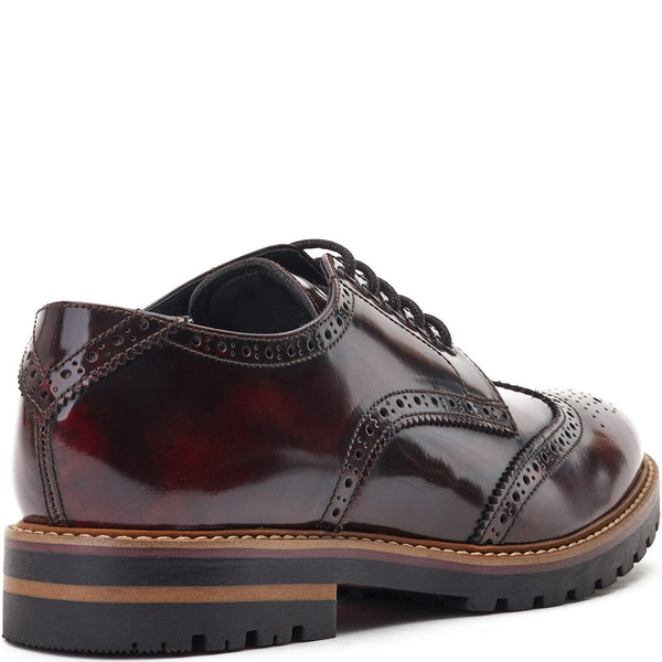Men's Bordo Leather Gibbs Hi Shine Brogue Shoes | Base London