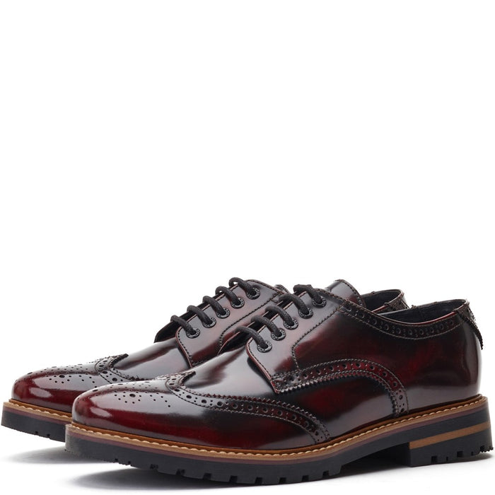 Men's Bordo Leather Gibbs Hi Shine Brogue Shoes | Base London